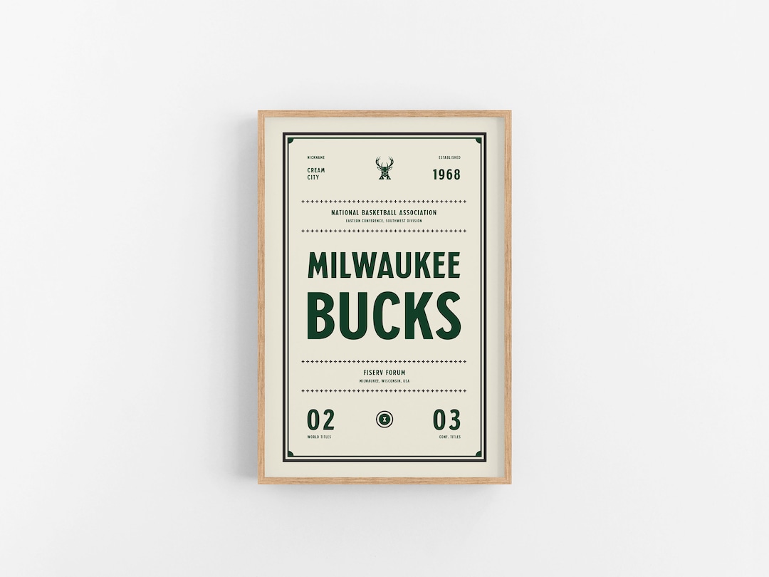 Milwaukee Bucks Ticket Print | Wall Art | Vintage Poster | Bucks ...