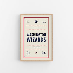 Washington Wizards Ticket Print | Wall Art | Vintage Poster | Wizards ...