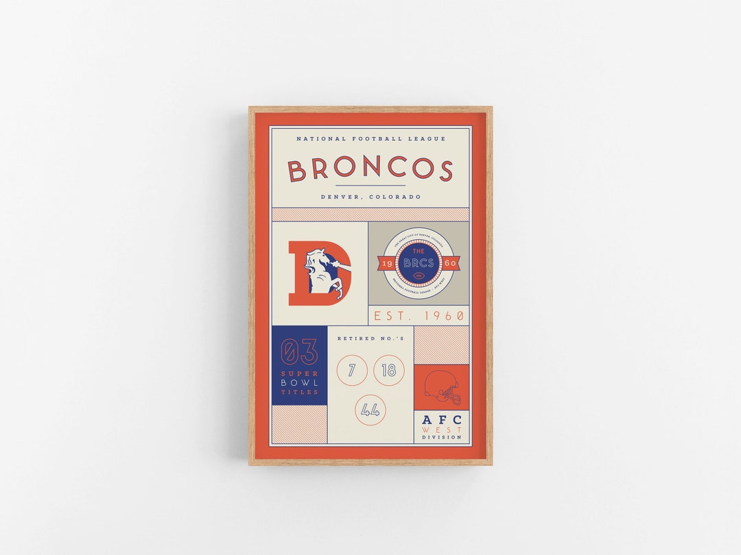Denver Broncos Stats Print | Wall Art | Vintage Poster | Broncos ...
