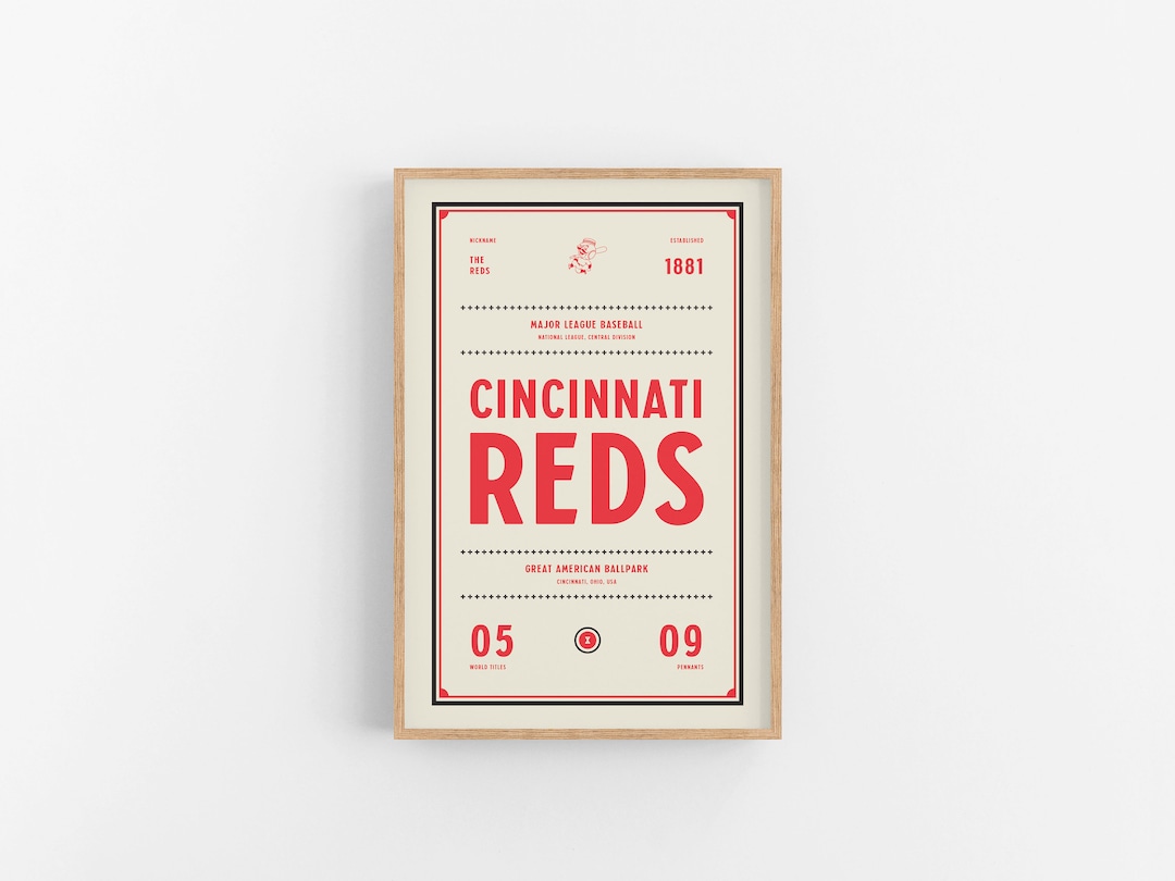 Cincinnati Reds Ticket Print | Wall Art | Vintage Poster | Reds ...