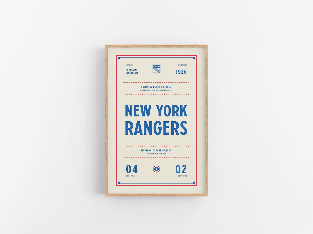 New York Rangers Ticket Print | Wall Art | Vintage Poster | Rangers ...