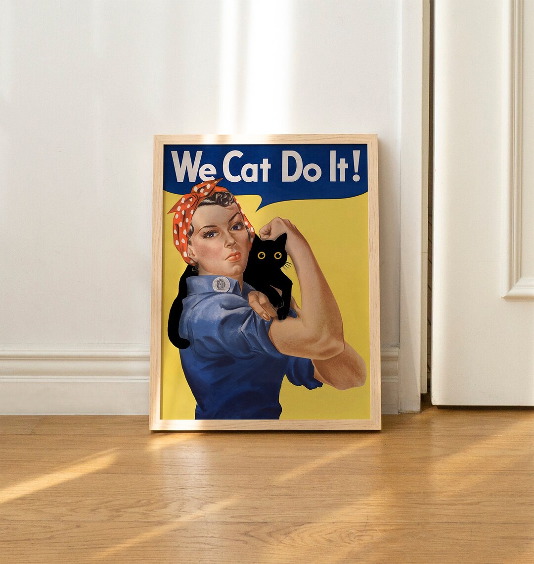 Cat Print We Cat Do It Black Cat Funny Gift Poster Wall Art Home Decor ...