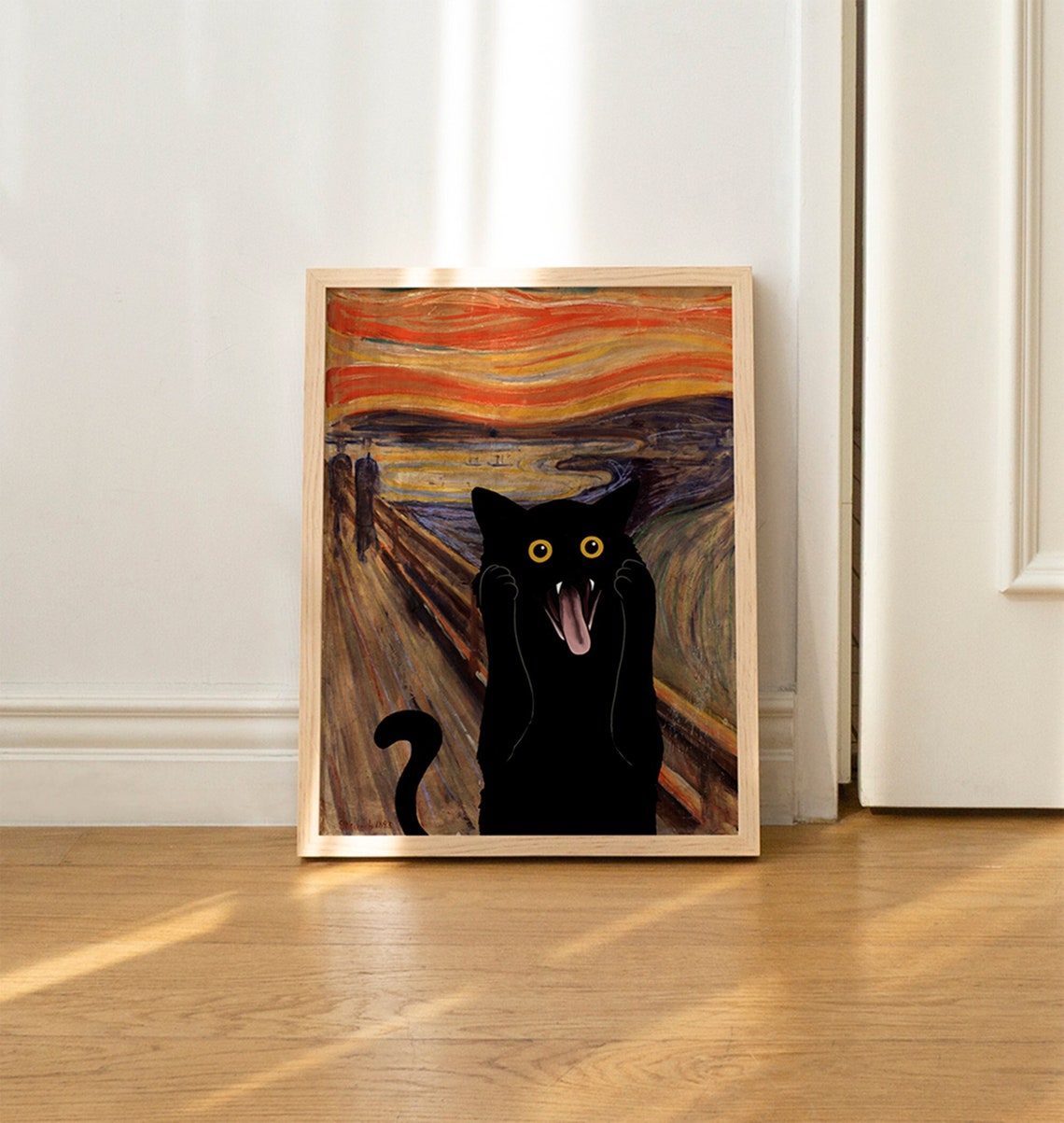 Poster chat The Scream Cat impression peinture originale portrait de ...