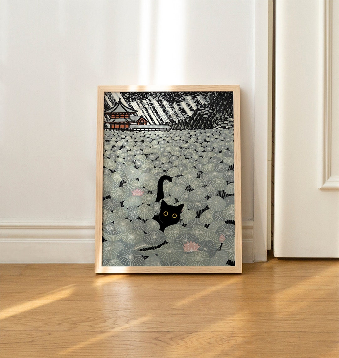 Cat Print Ray Morimura Artwork Japanese Wall Art Poster Funny Gift ...