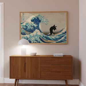 Cat Poster the Great Wave Cat Famous Painting With Cats Funny Print ...