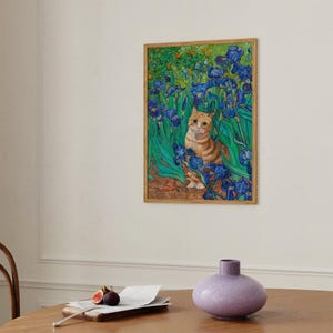 Cat Print Vincent Van Gogh's Irises Orange Tabby Cat Art Floral Print ...