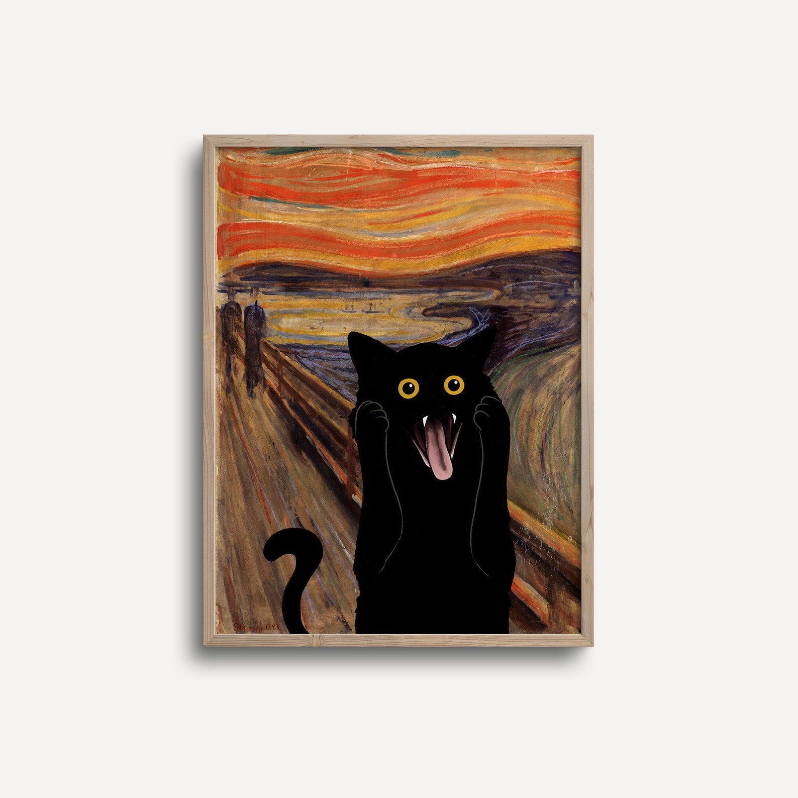 Cat Poster the Scream Cat Print Original Painting Cat Portrait - Etsy