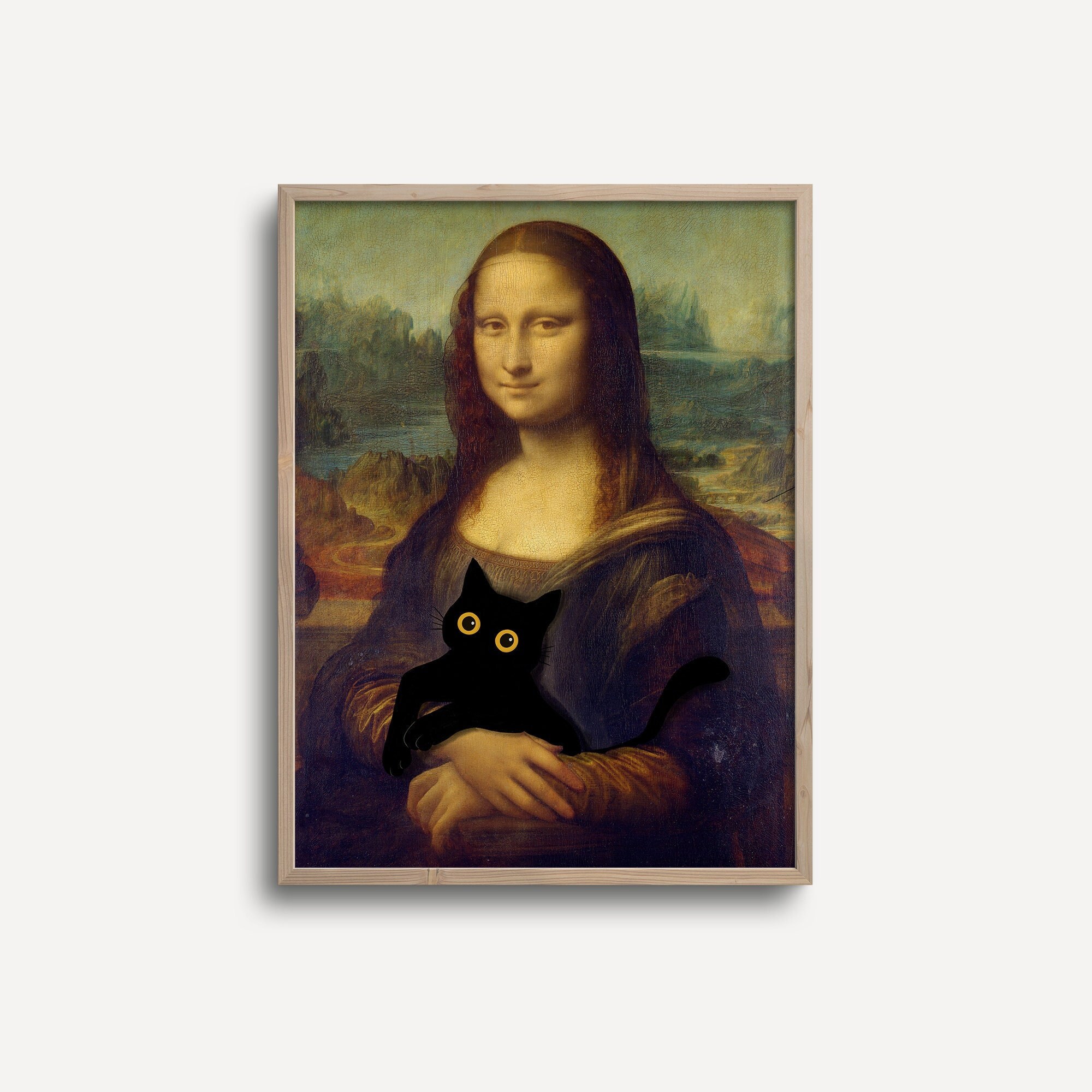 Mona Lisa With A Cat Poster Pop Illustration Painting Print - Etsy