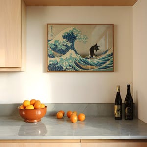Cat Poster the Great Wave Cat Famous Painting With Cats Funny Print ...