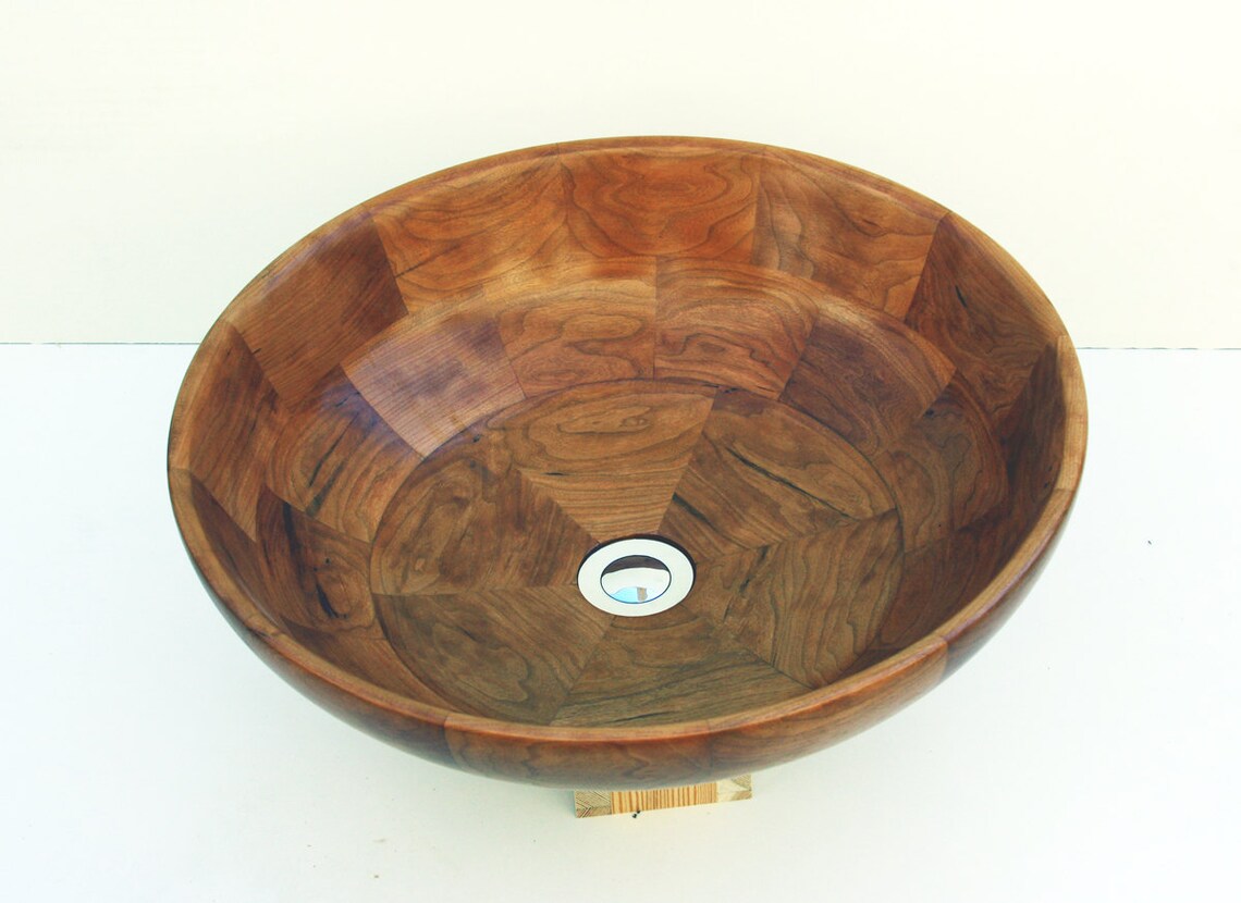 Natron Cherry Wood Sink Bowl. Unique Wood Vessel Sink - Etsy