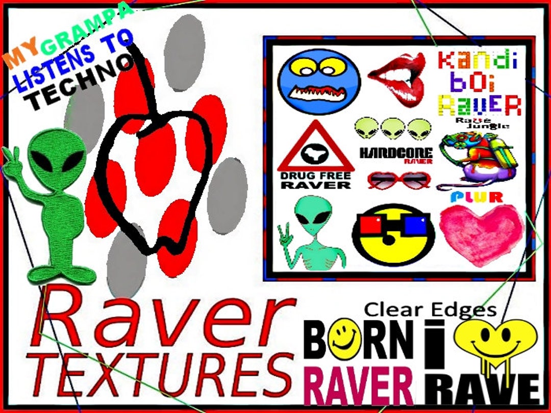 Raver PNG Textures CLEAR Background Design Elements for Graphic ...