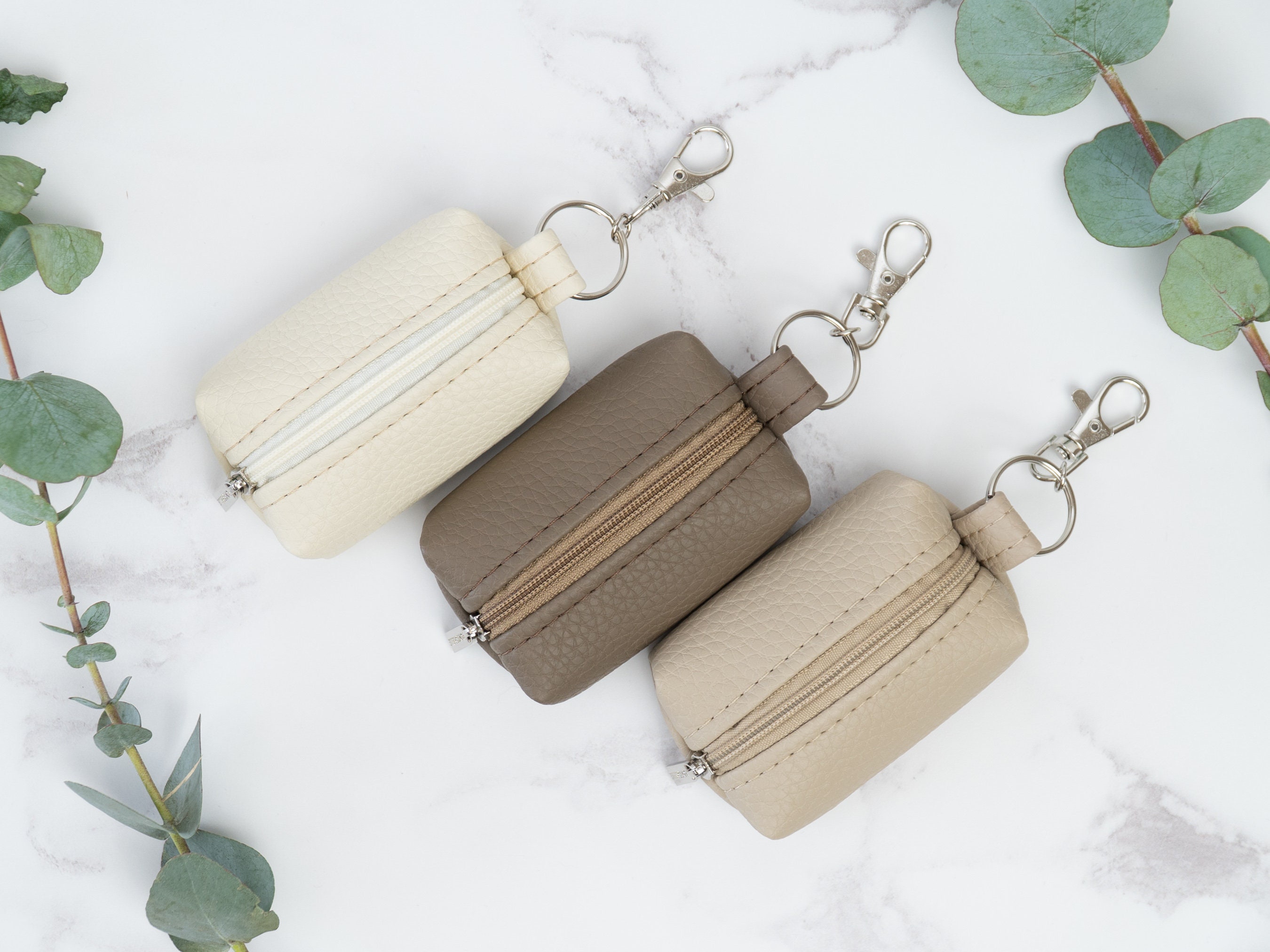 Genuine Leather Small Pouch / Boxy Keyring Coin Purse / | Etsy