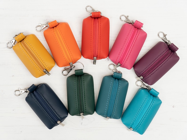 Leather Keychain Pouch: Handmade Boxy Coin Purse, Earphone Case - Etsy