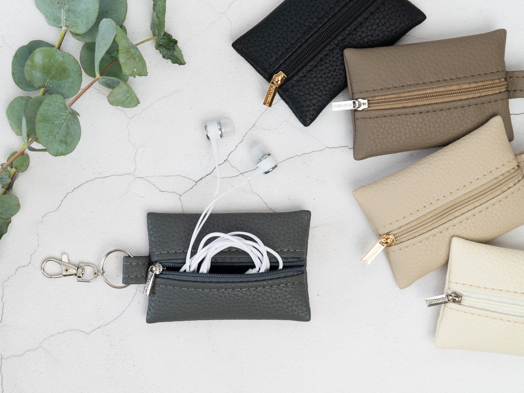 Leather Coin Purse: Handmade Zippered Keychain Pouch - Etsy
