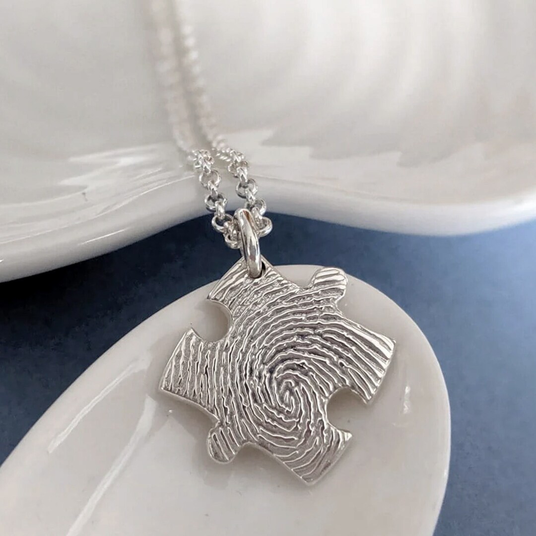 Silver Fingerprint Jigsaw Puzzle Piece Necklace - Etsy