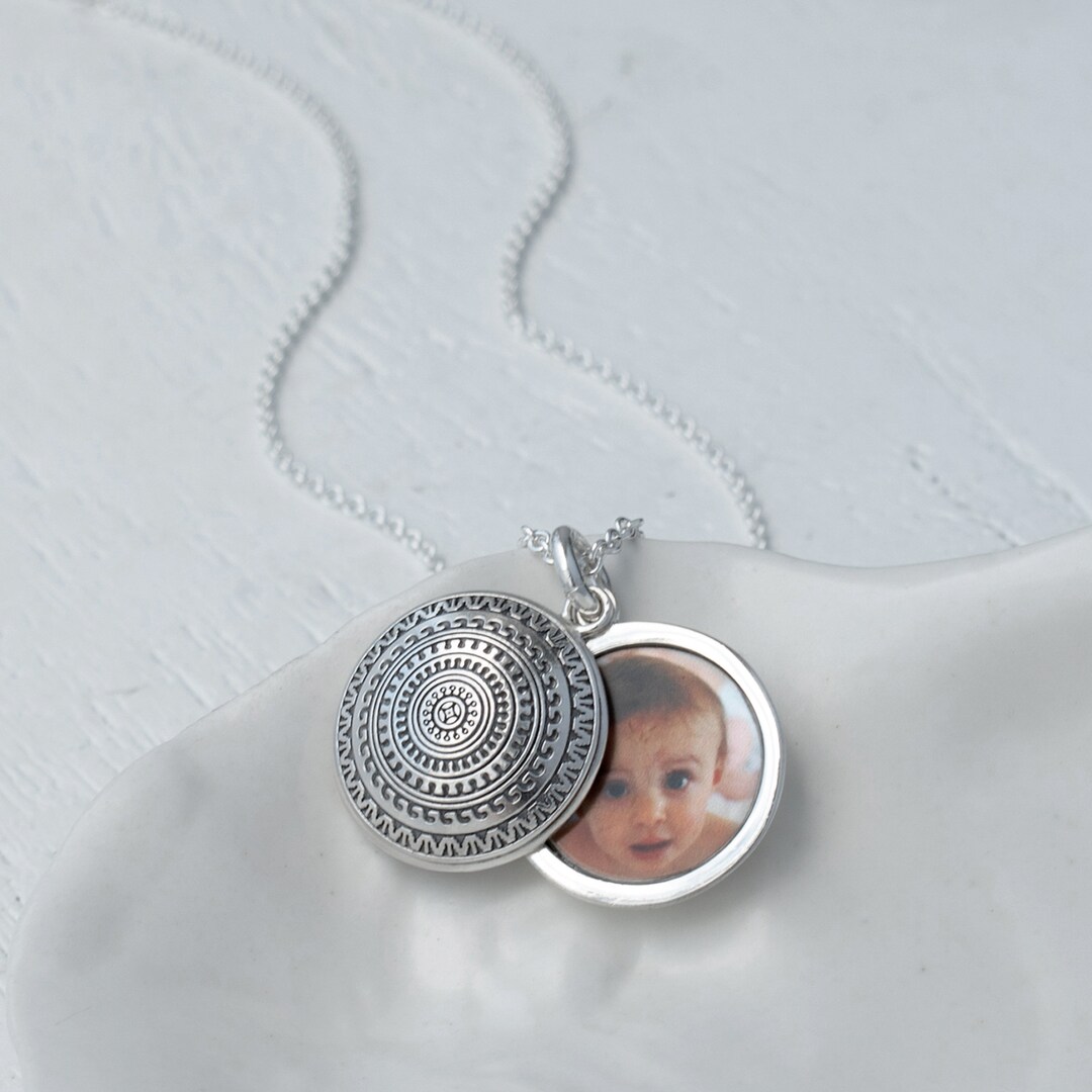 Personalised Silver Mandala Photo Swivel Locket Necklace - Etsy