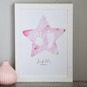 Personalised Baby Hand and Footprint Star Print | New Baby Handprint ...
