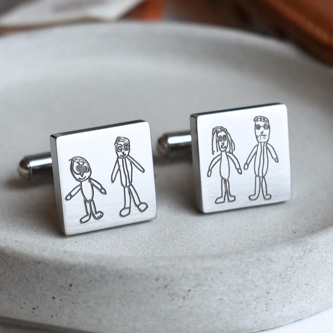 Personalised Engraved Childs Drawing Cufflinks - Etsy