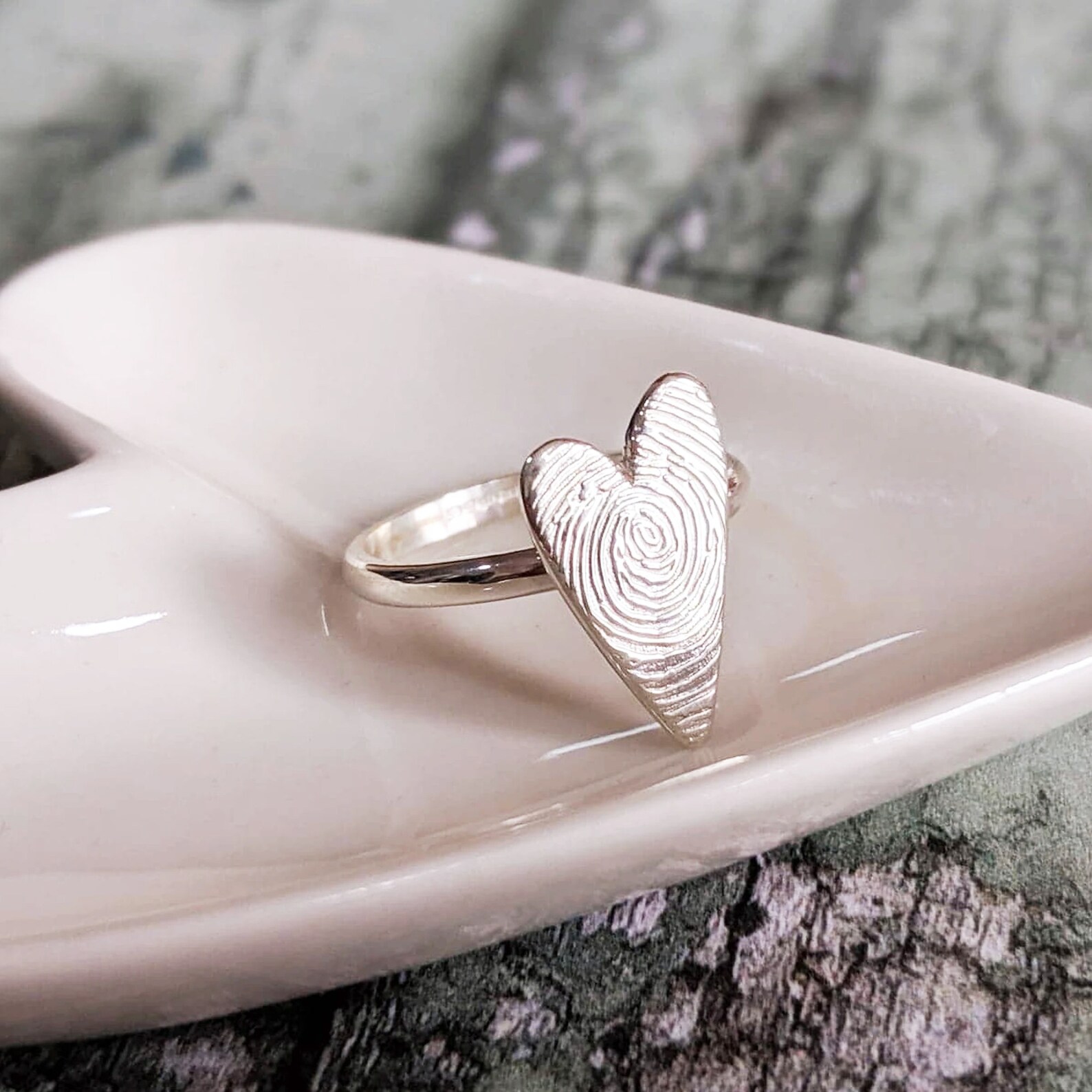 Silver Fingerprint Heart Ring - Etsy