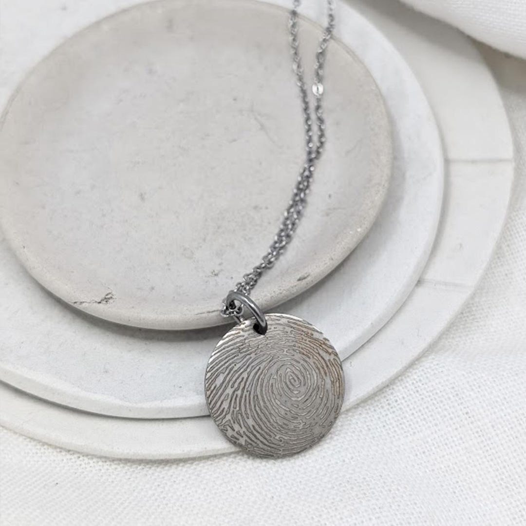 Fingerprint Disc Steel Necklace - Etsy