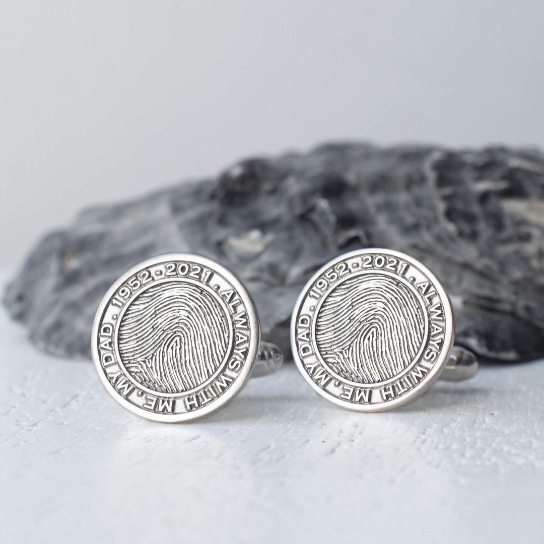 Silver Fingerprint Memorial Coin Cufflinks - Etsy