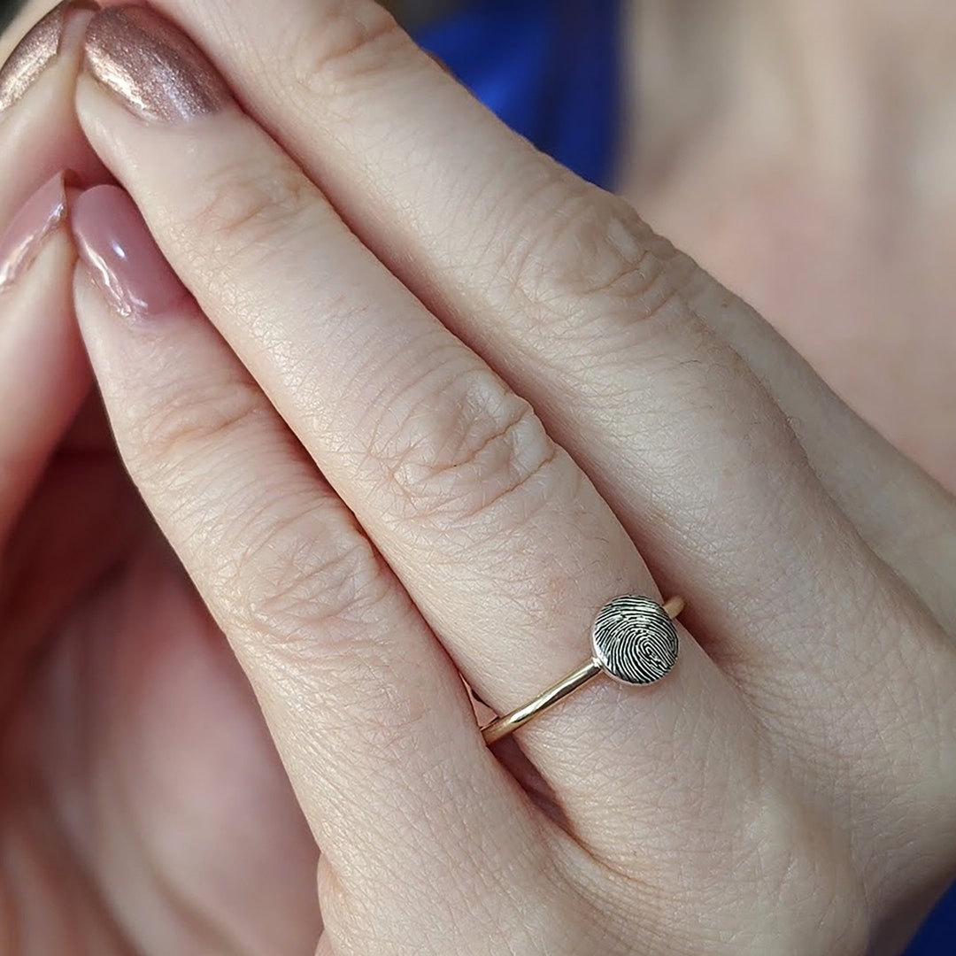 Silver and Gold Fingerprint Dot Ring - Etsy