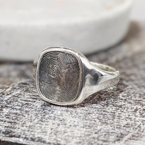 Silver Fingerprint Signet Ring - Etsy