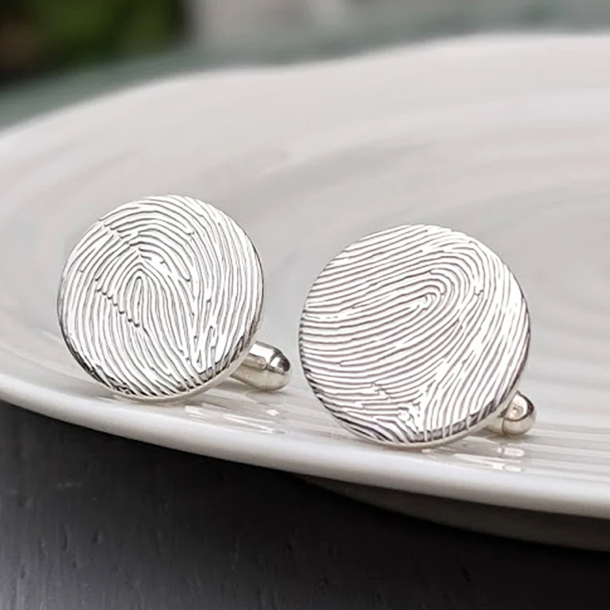 Personalised Silver Fingerprint Disc Cufflinks | Etsy