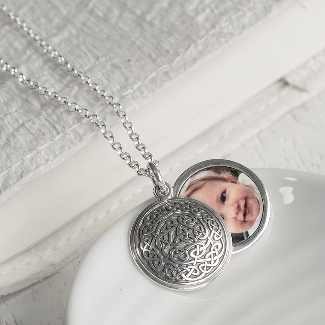 Personalised Silver Eternal Knot Photo Locket Necklace - Etsy