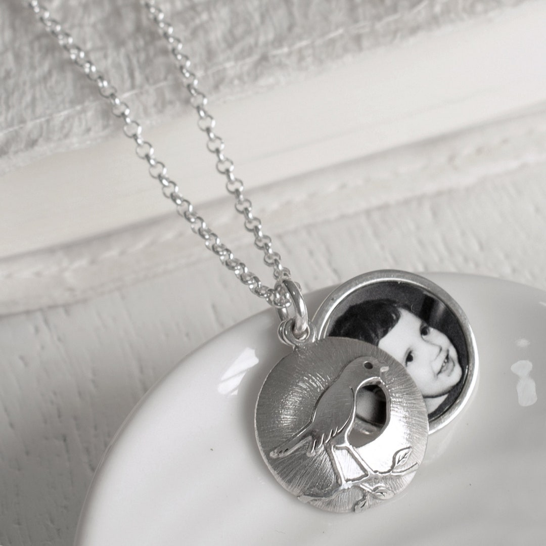 Personalised Silver Robin Photo Locket Necklace - Etsy
