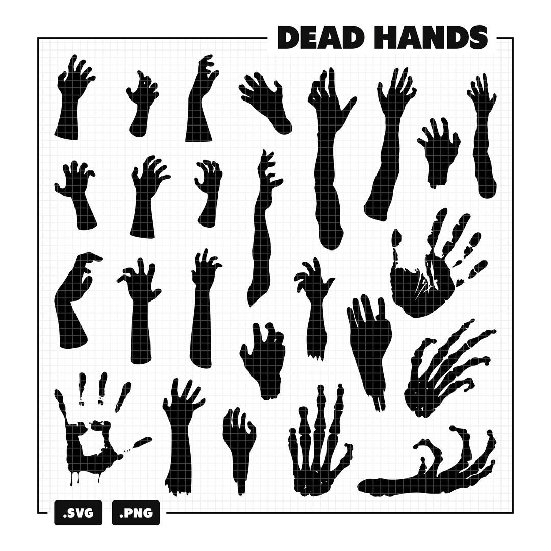 25 Detailed Dead Hands Pictographs (.SVG, .PNG) - Great for Crafts and ...