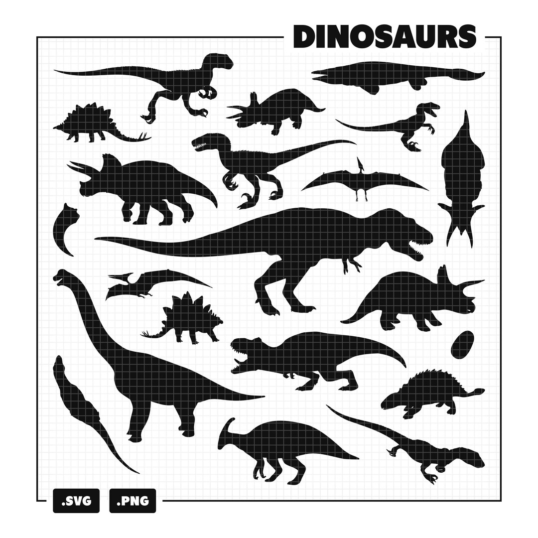 21 Detailed Dinosaur Pictographs (.SVG, .PNG) - Great for Crafts and ...