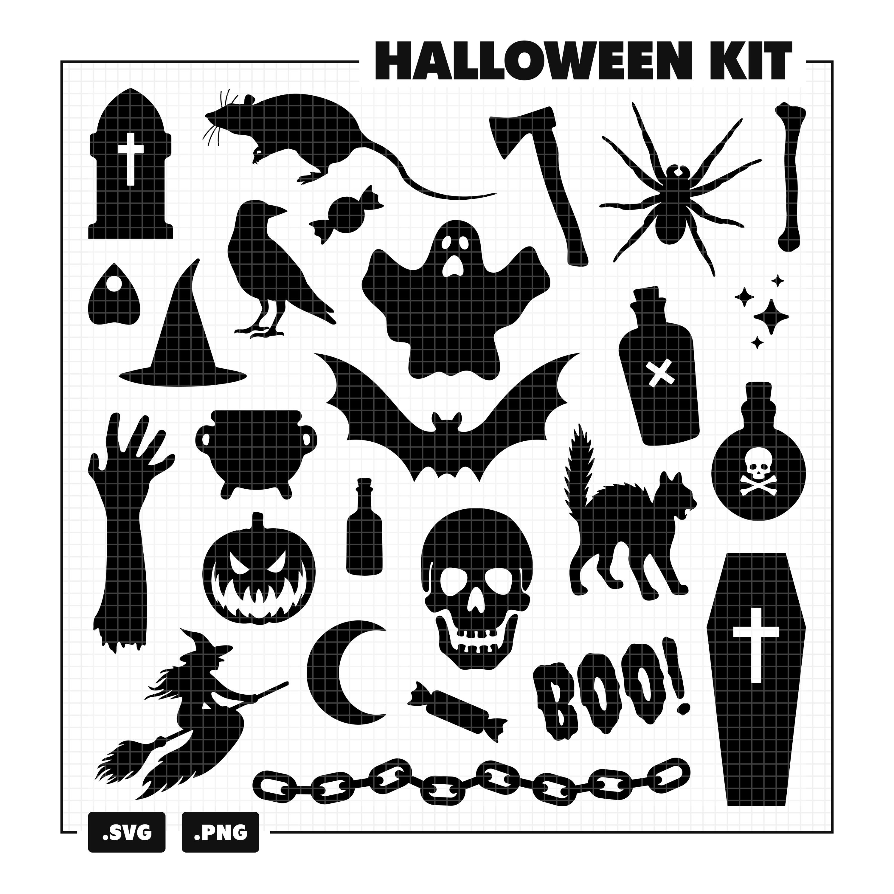 27 Detailed Halloween Pictographs (.SVG, .PNG) - Great for Crafts and ...