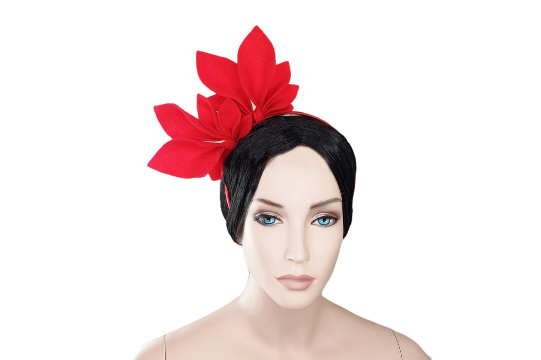Red Fascinator Abigail Felt Side Crown Races Headpiece Horse Racing ...