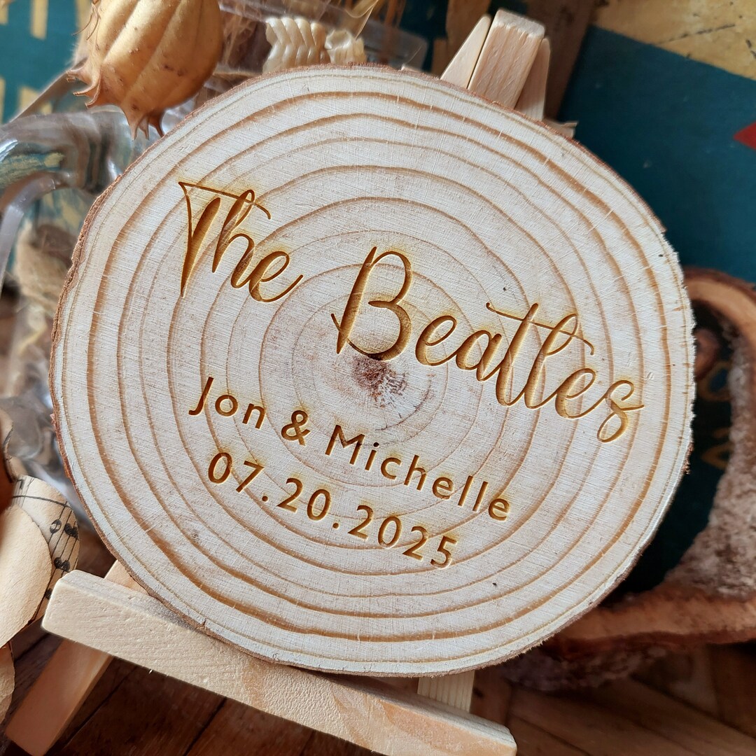 Log Slice Personalised Wedding Table Name Band/song/artist With Stand ...