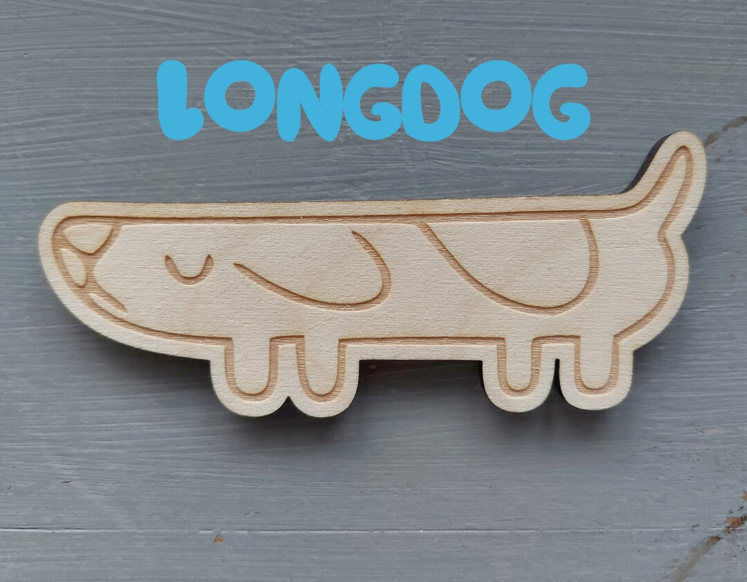 Bluey Inspired Longdog Laser Engraved Wooden Magnet Cut in 4mm Plywood ...