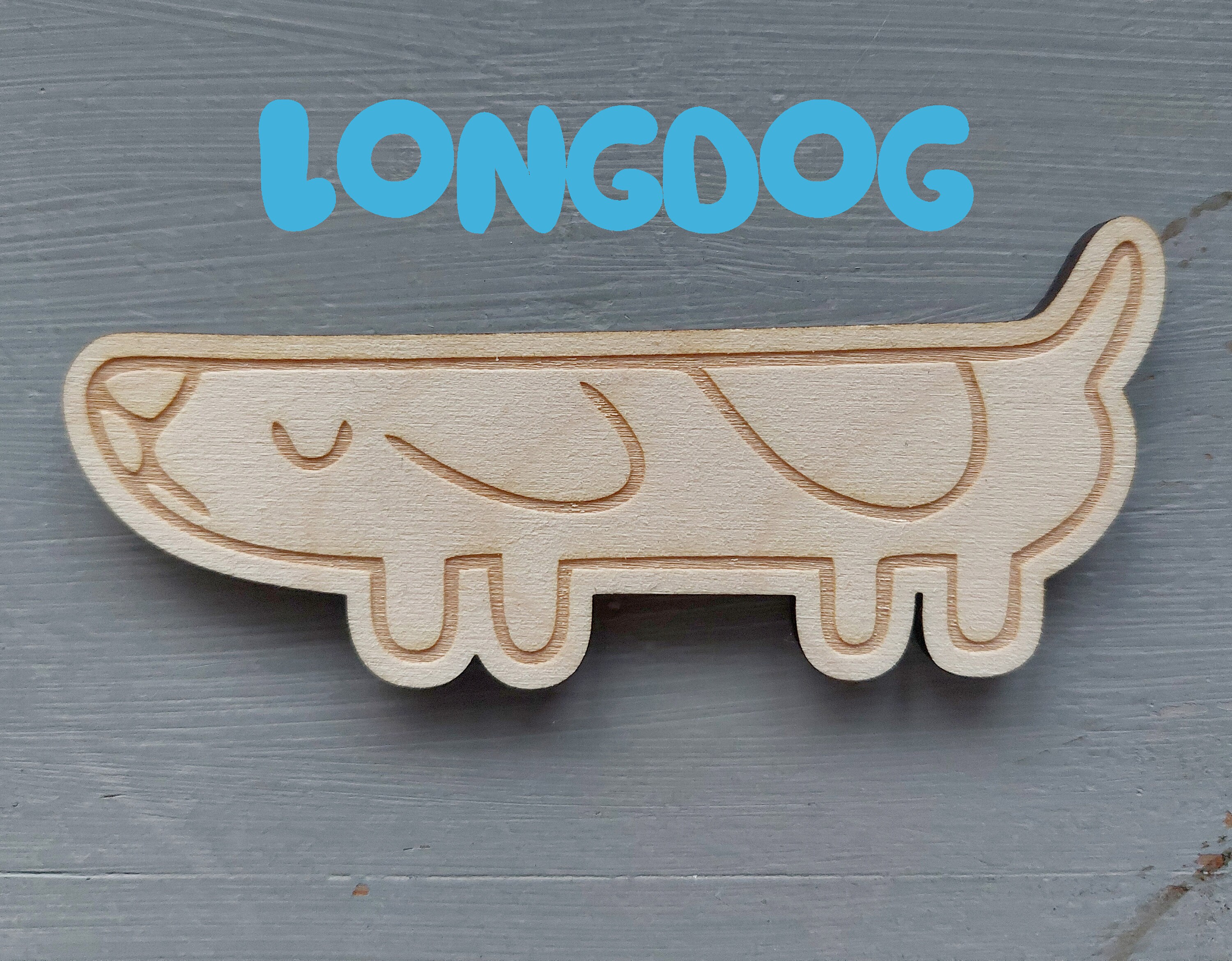 Bluey Inspired Longdog Laser Engraved Wooden Magnet Cut in 4mm Plywood ...