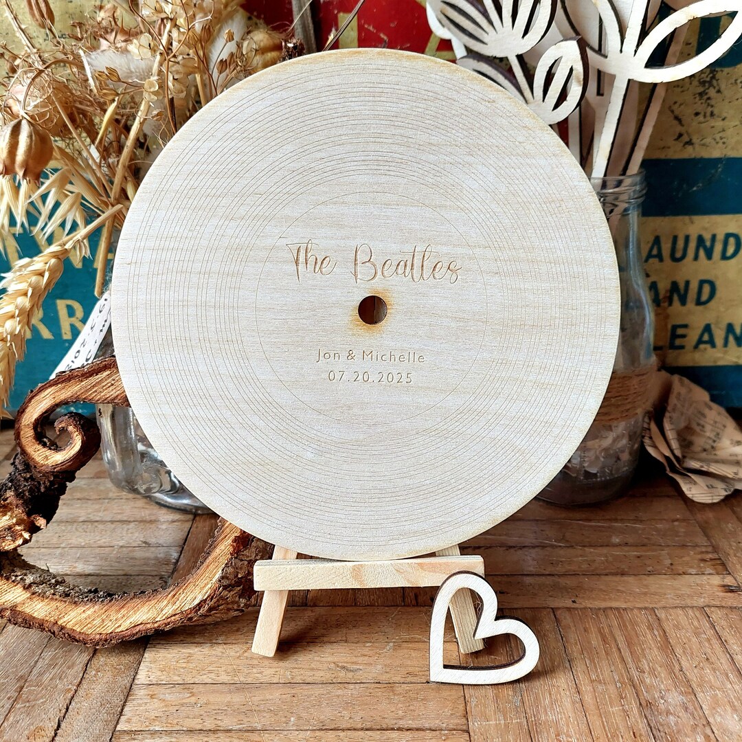 7" Wooden Record Personalised Wedding Table Name Signs With Song or ...