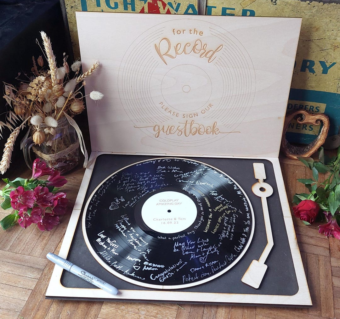 Personalised 12” Vinyl Record Wedding Guest Book Alternative With ...