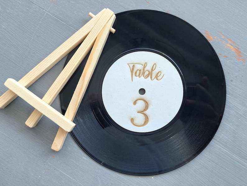 7" Record Personalised Wedding Table Number With Stand Alternative ...