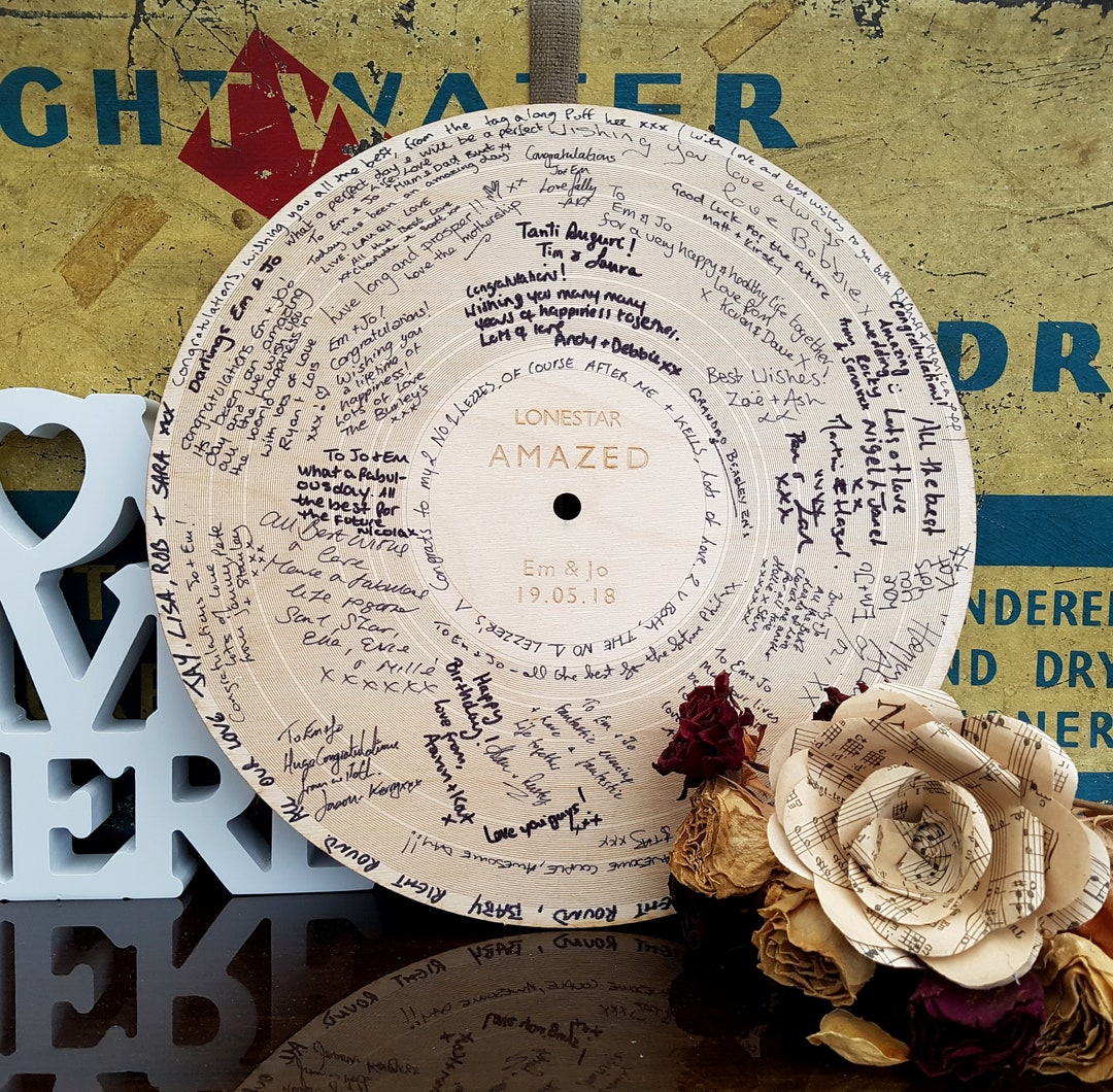 Record Wedding Guestbook Alternative, Laser Engraved and Personalised ...