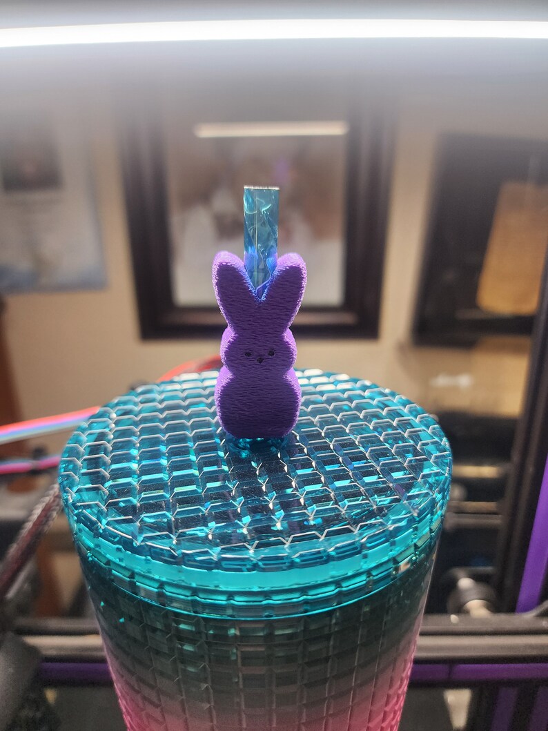 3d Printed Peep Bunny Straw Toppers - Etsy