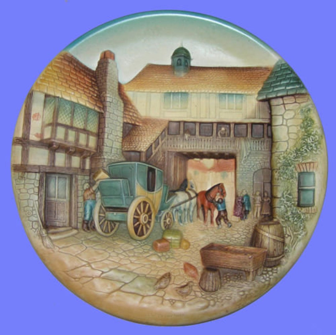 Vintage Bossons Hand Painted Mint Plate Departure # P3 Made by W H ...