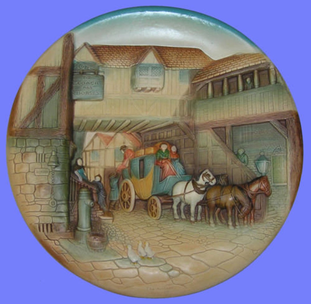 Vintage Bossons Hand Painted Mint Plate Arrival # P2 Made by W H ...