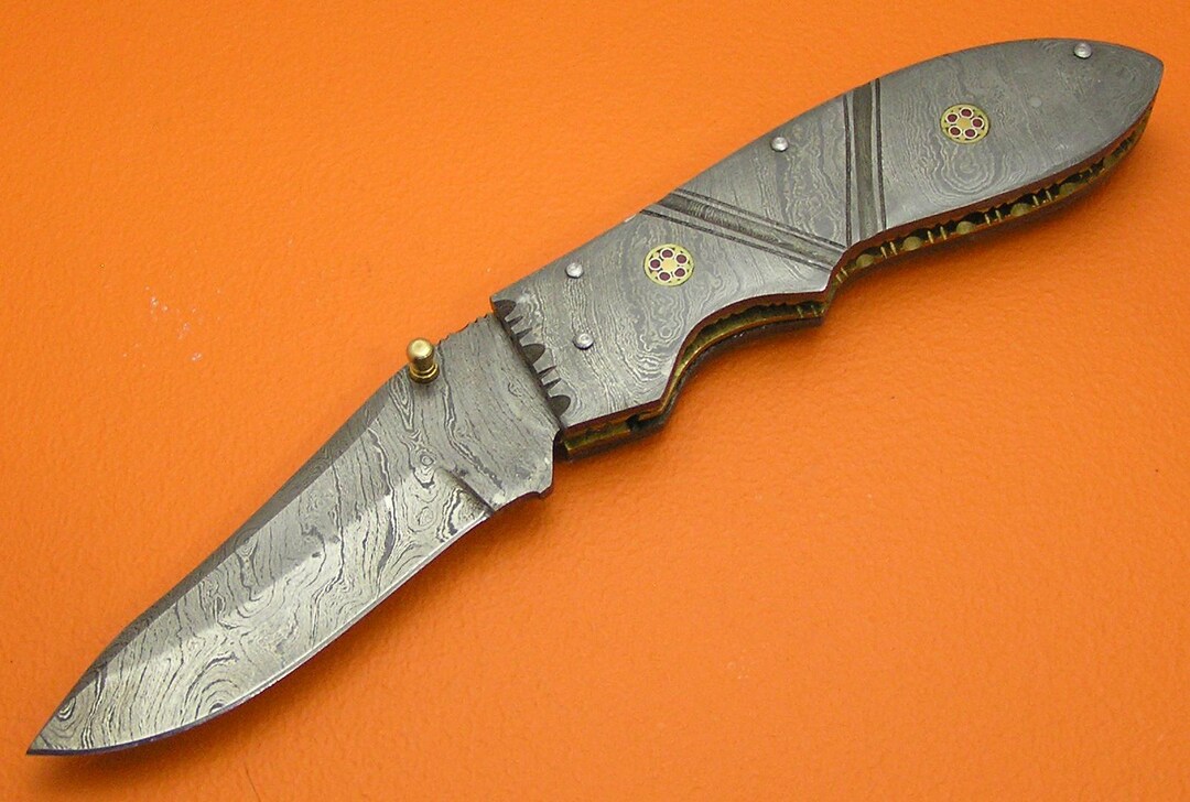 Ltd Ed. Handmade Large Full Damascus Belt Clip Pocket Folding Knife ...