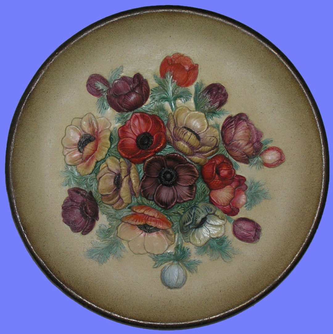 Vintage Bossons Hand Painted Mint Plate Anemones # P5 Made by W H ...