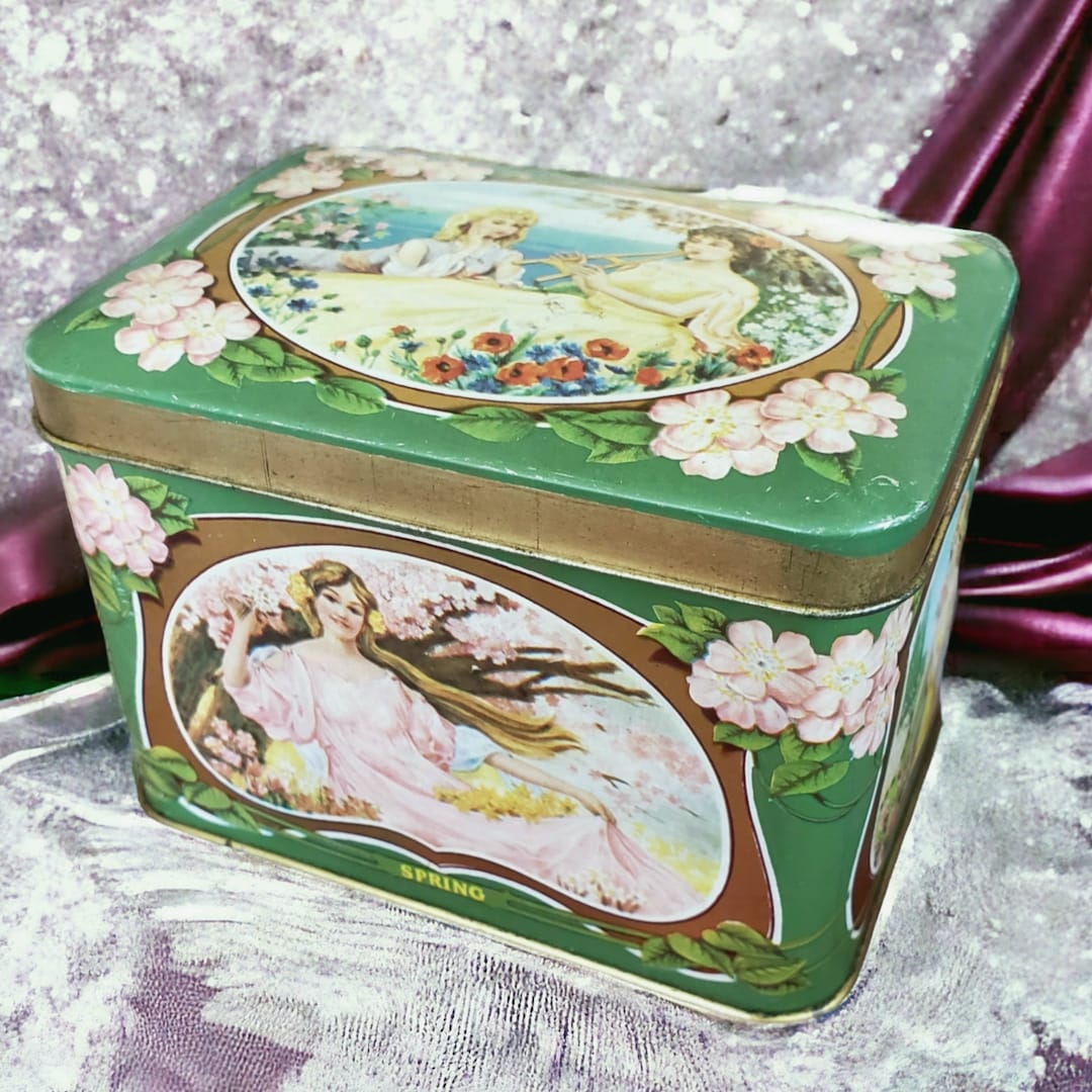 Four Seasons Vintage Tin Box Art Nouveau Style - Etsy