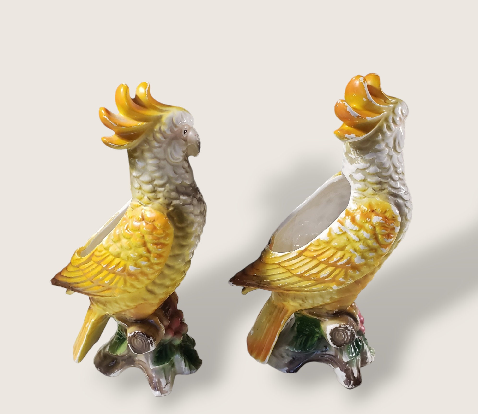 Midcentury Ceramic Cockatiel Parrot Planter, Two Available - Etsy