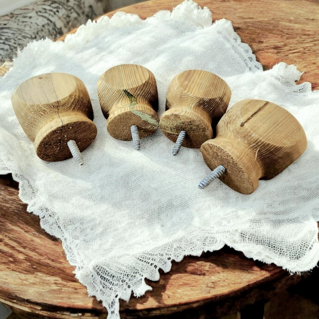 4 Vintage Chunky Finials Ready for Painting / Staining Dark or Light ...
