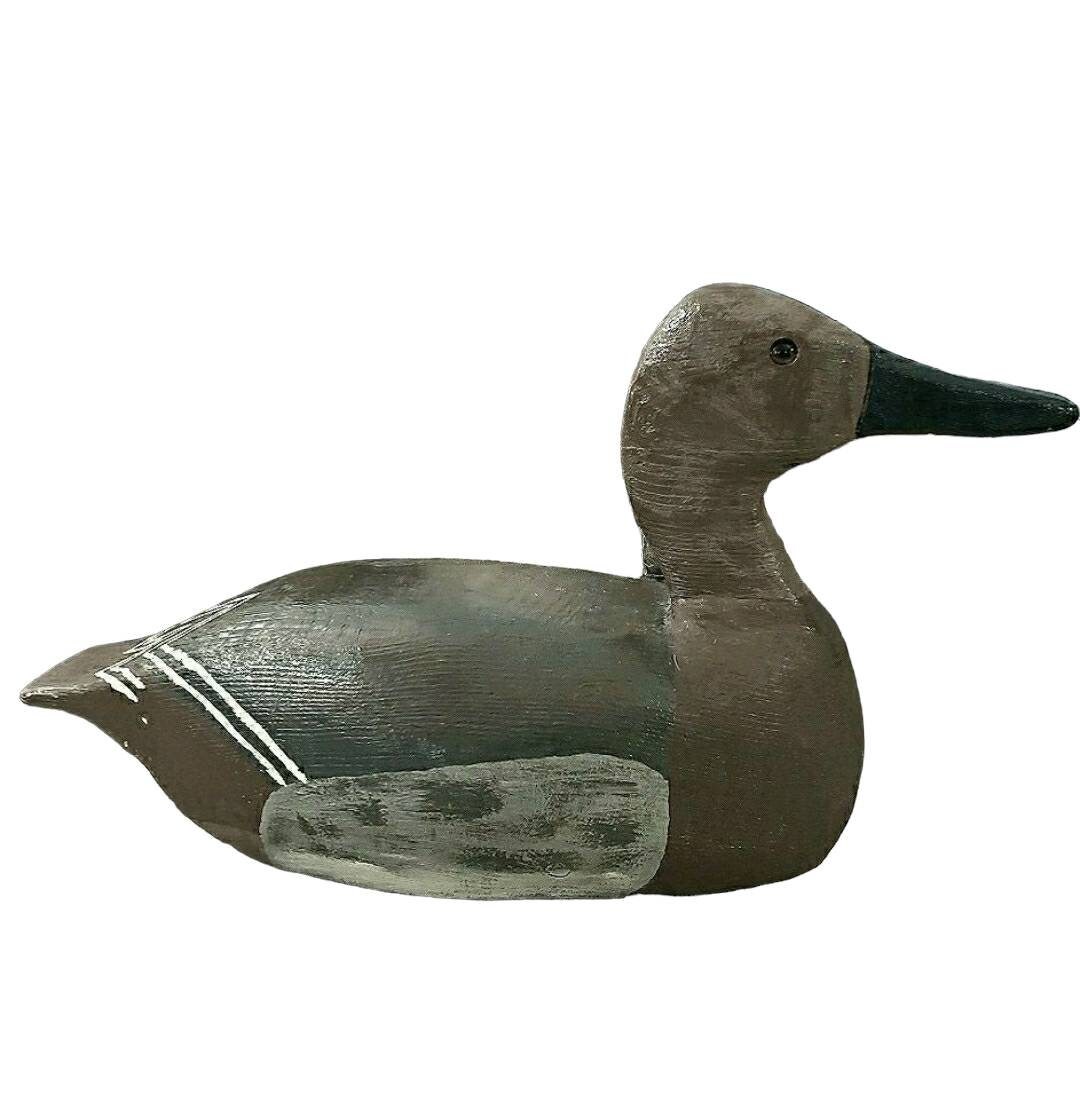 Vintage N. Olson Folk Art Wooden Duck Decoy Canvasback Hen Duck Hunter ...